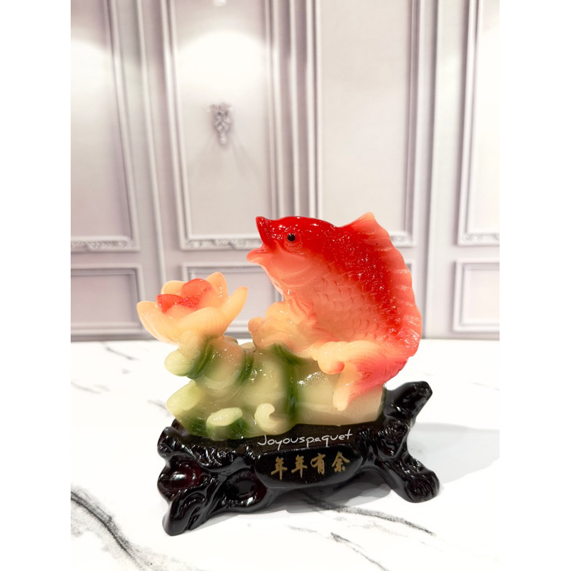 Mini Display Statue of Koi Fish Lotus Fengshui decoration table ...