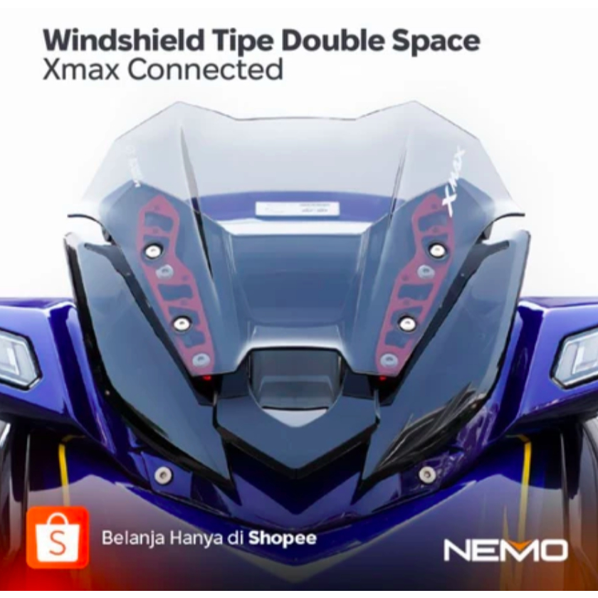 NEMO Windshield Yamaha Xmax Connected Double Space Type + CNC Bracket ...