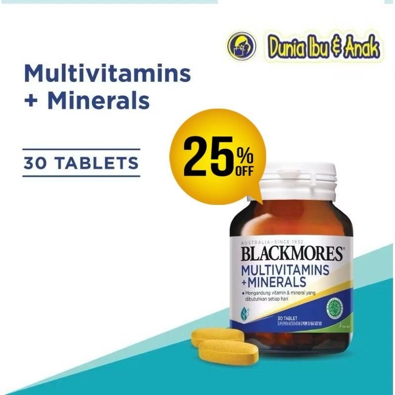 Blackmores Multivitamins + Minerals BPOM Kalbe - 30 tablets | Shopee ...
