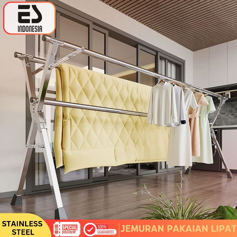 Esindo Folding Stainless Clothesline With Wheels 5 Clothes Drying Poles ...