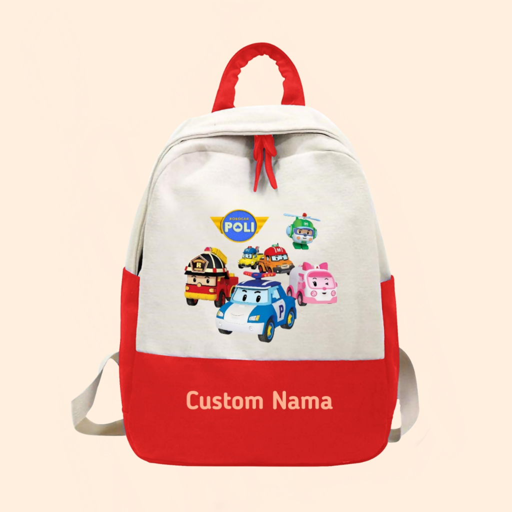 Robocar poli children's backpack, free name printing | Shopee Singapore