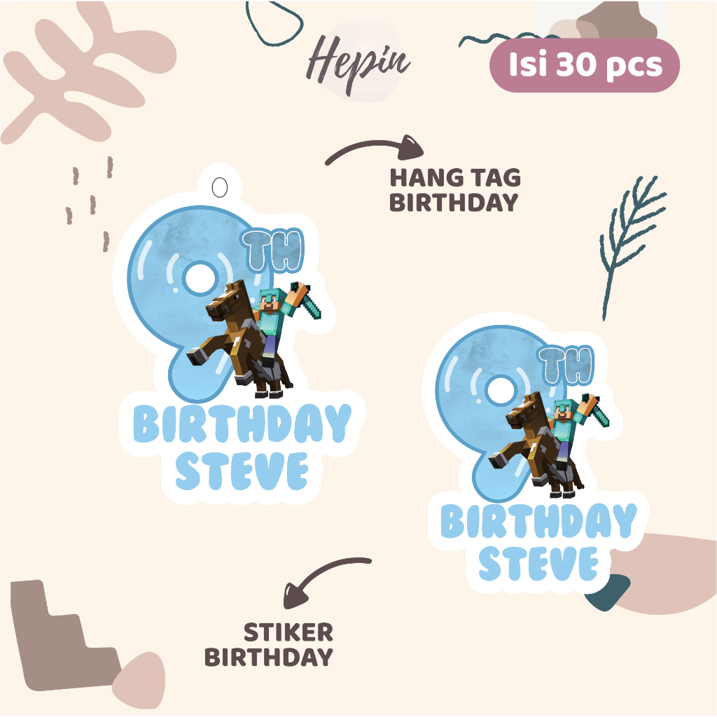 (30pcs) Diecut label MINECRAFT hang tag /cute print birthday hang tag ...