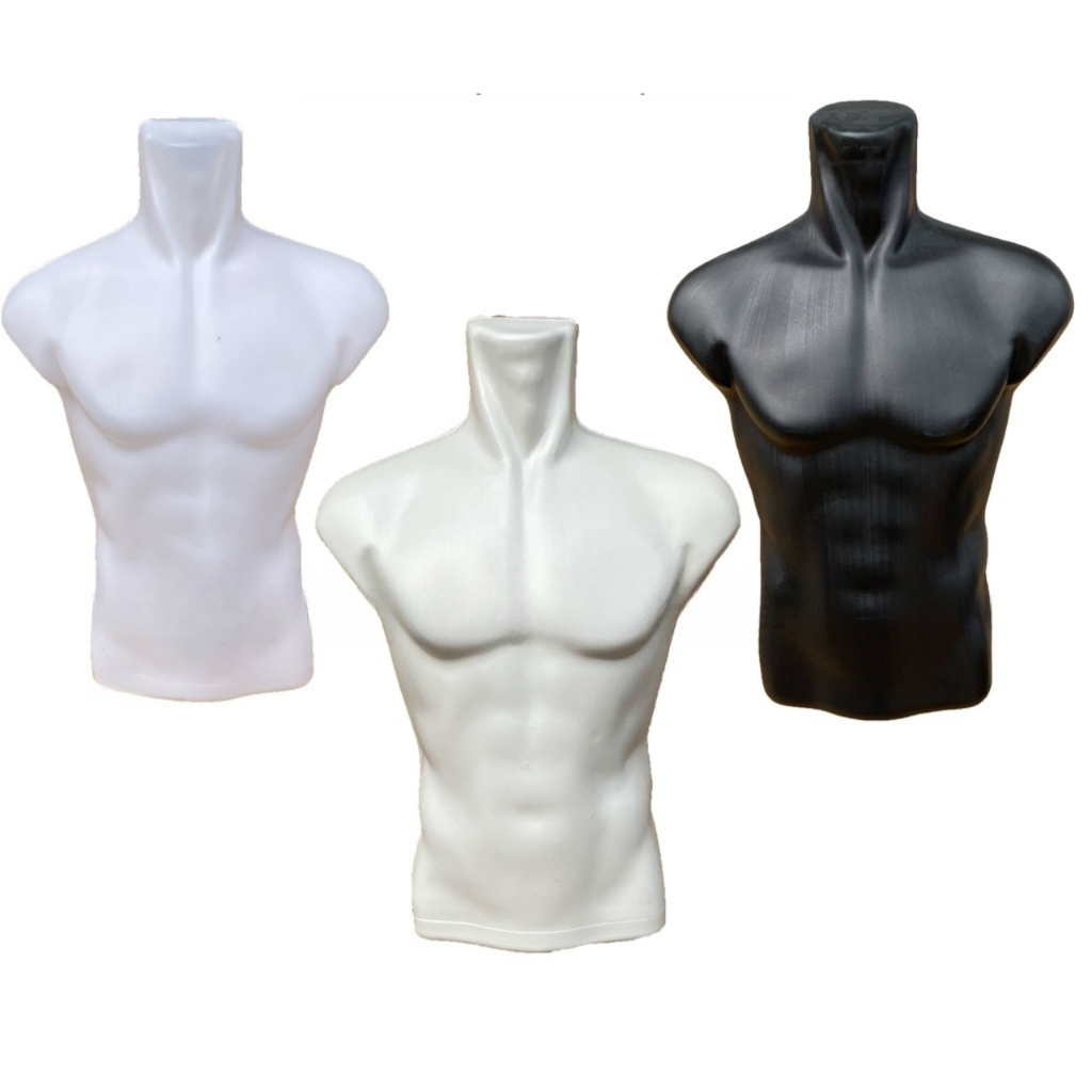 HITAM Mannequin STATUE OF ADULT MEN'S CLOTHING MUSCLES HALF BODY CLEAR ...