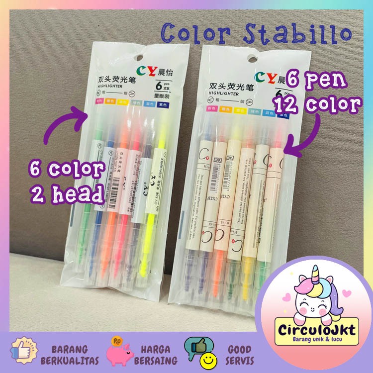 Stabillo Highliter set of 6 Aesthetic Highlighters Soft Quality Color ...