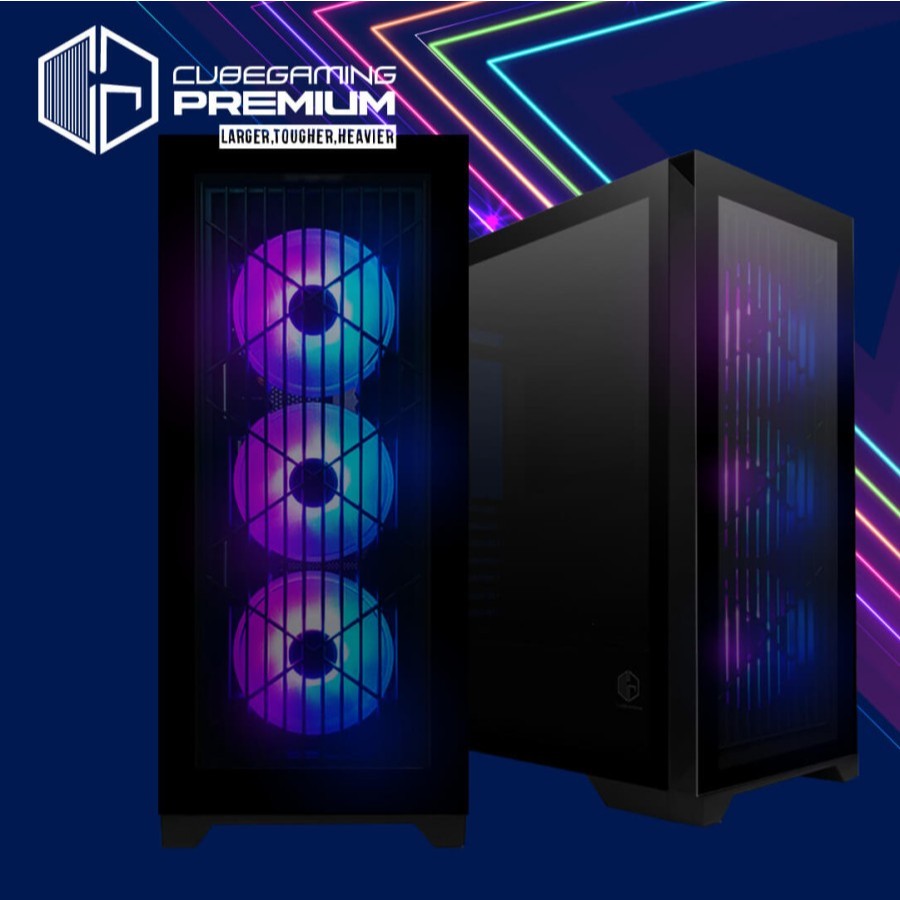 Xean ATX Free 3FAN ARGB Gaming Cube PC Case Tempered Glass | Shopee ...