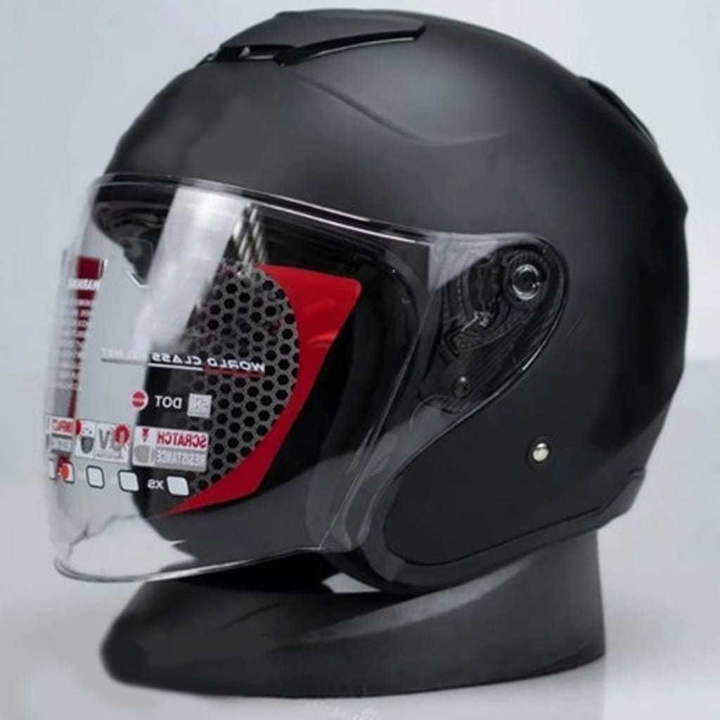 Mla KIYOTO Black Dof Half Face Helmet/Clear Visor Glass/Adult Men's ...