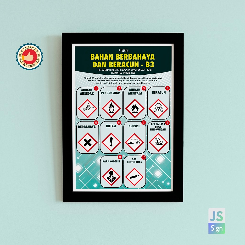 Safety POSTER K3 SYMBOL MATERIAL B3 + FRAME Size A2 | Shopee Singapore