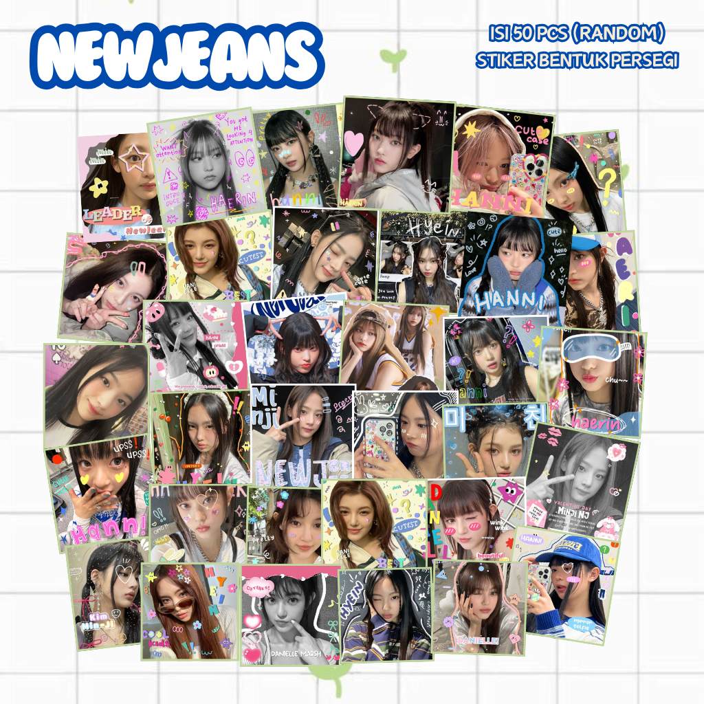 (50 PCS) NEWJEANS DECO STICKER | NEW AESTHETIC JEANS SQUARE STICKER ...