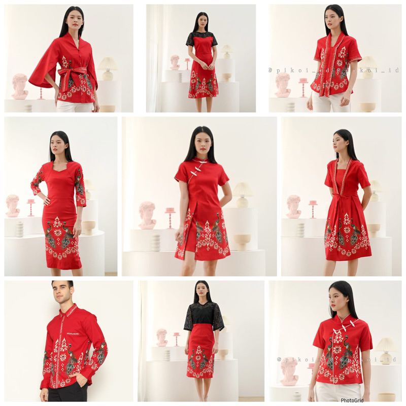 KEMEJA MERAH Chinese New Year RED batik Couple / Women's batik Set, CNY ...