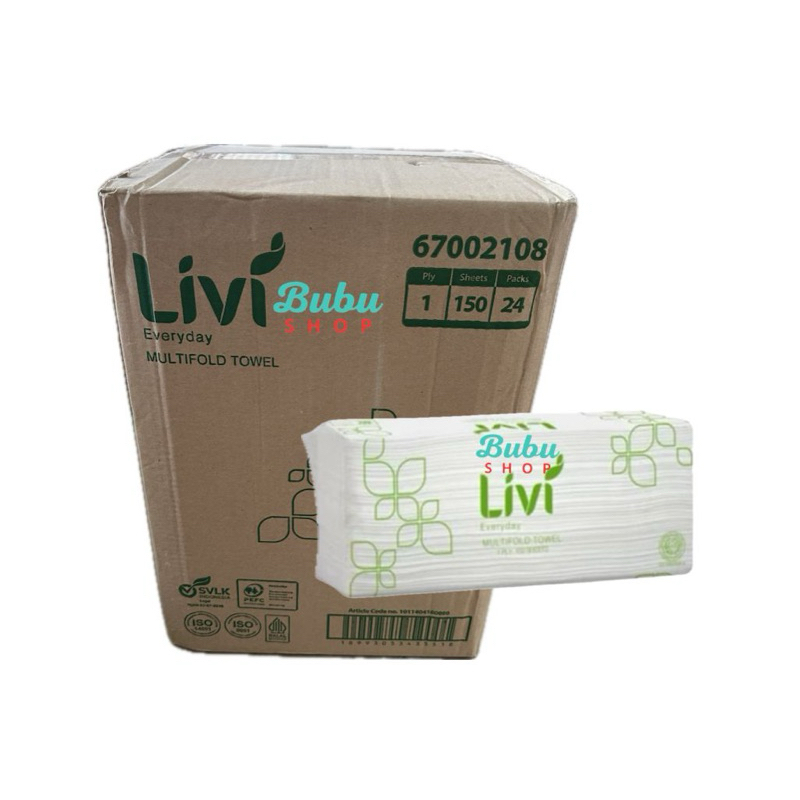 HIJAU (1 Box) Tissue LIVI multifold towel kitchen Green handkerchief (1 ...