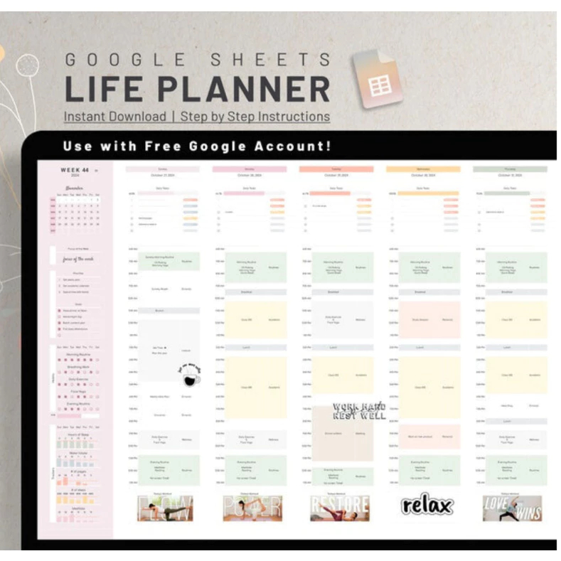 Digital Google Sheet Calendar Template, Daily Schedule Task Tracker ...