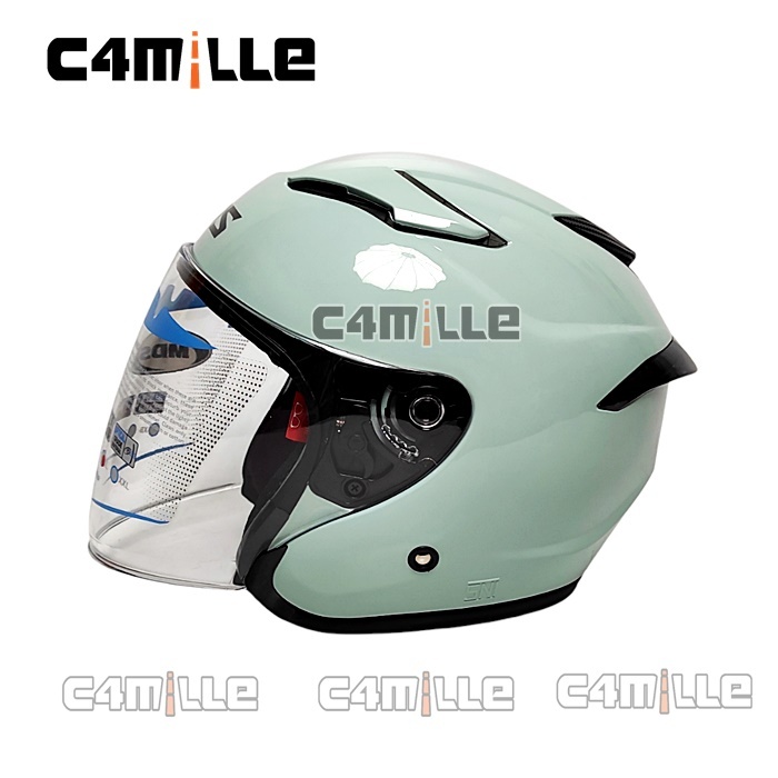 Mds VOLTUS SOLID SAGE GREEN HALF FACE SINGLE VISOR HELMET | Shopee ...