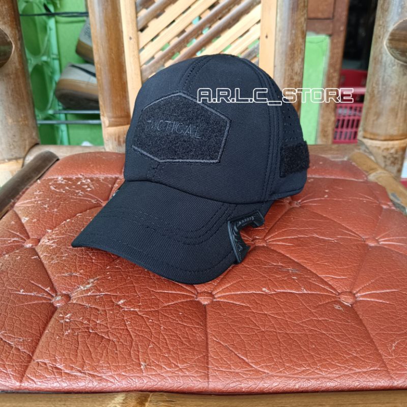 HITAM Plain black tactical coak hat laser cut full cotton origin ...