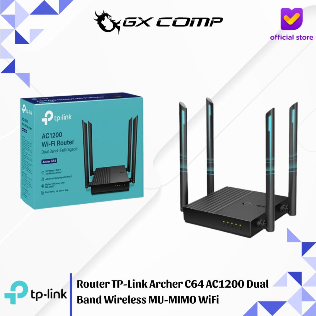 Tp-link Archer C64 AC1200 Dual Band Wireless MU-MIMO WiFi Router ...