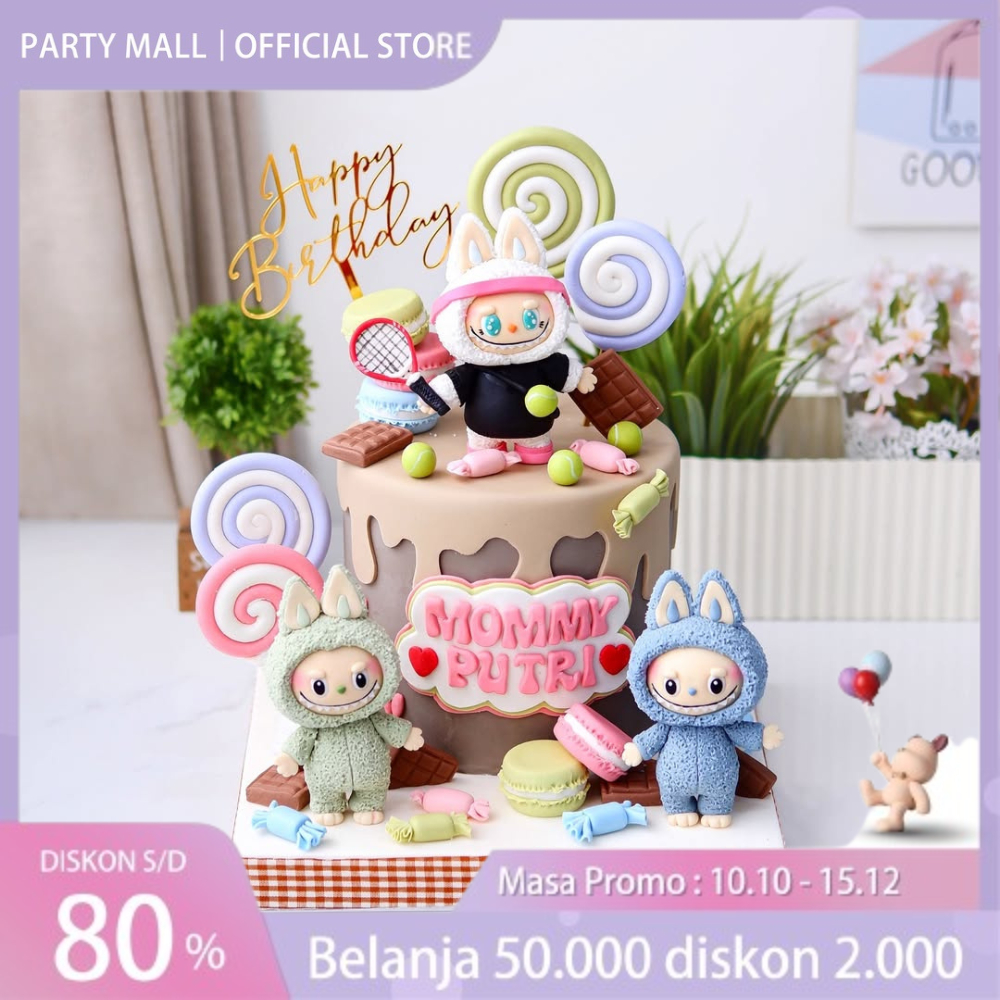6pcs Labubu Character Cake Topper Labubu Motif Cake Topper Cute Labubu ...