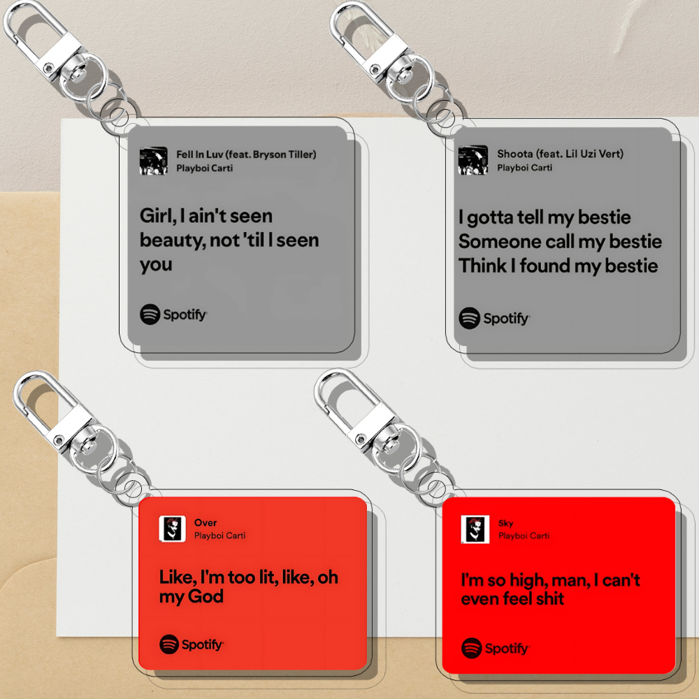 GANTUNGAN Playboy Carti Keychain Spotify Lyrics | Spotify Playboy Carti ...