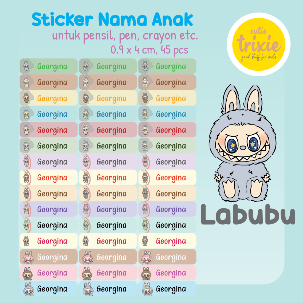 Children's Name label Sticker For Pencil crayon Labubu | Shopee Singapore