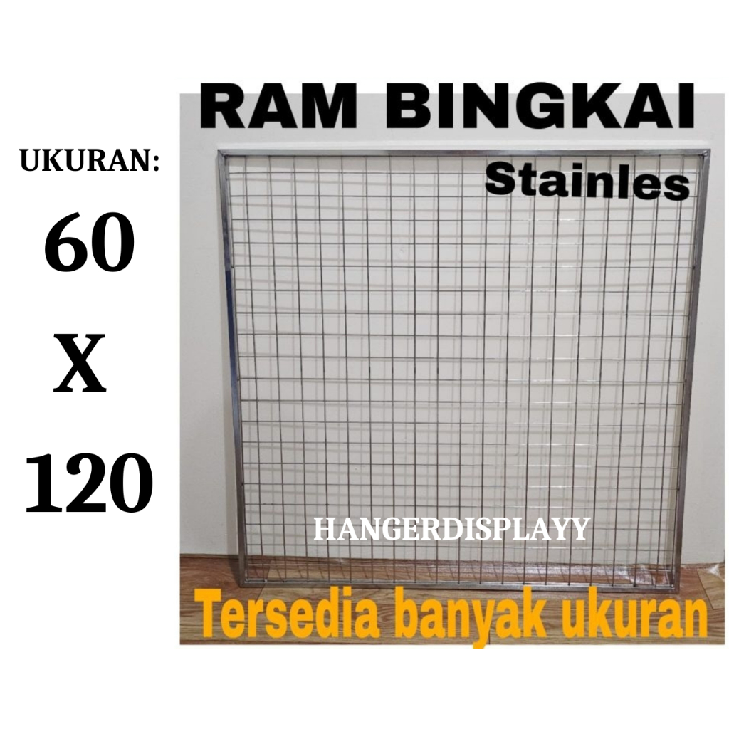 WIREMESH 60 x 120 CM CHROME WIRE RAM WALL WIRE GRID DECORATION | Shopee ...