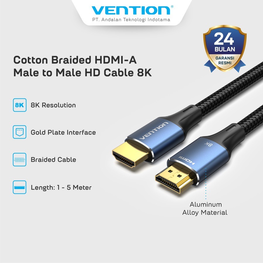 Vention HDMI Cable 8k Gold Plate Braided Cable - ALGA | Shopee Singapore