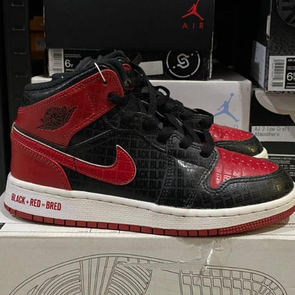 Air JORDAN 1 MID BRED TEX (GS) | Shopee Singapore