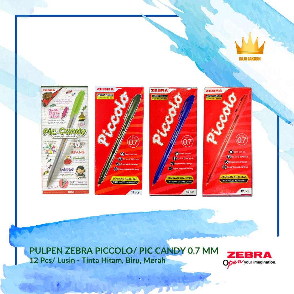 HITAM MERAH Zebra Piccolo Piccandy Writing Pen 0.7 mm / Black/ Blue ...