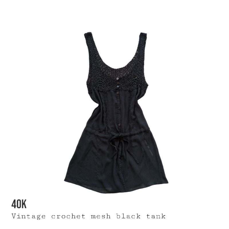 Vintage crochet mesh knitted black tank acubi gothic 90s 00s grungecore ...