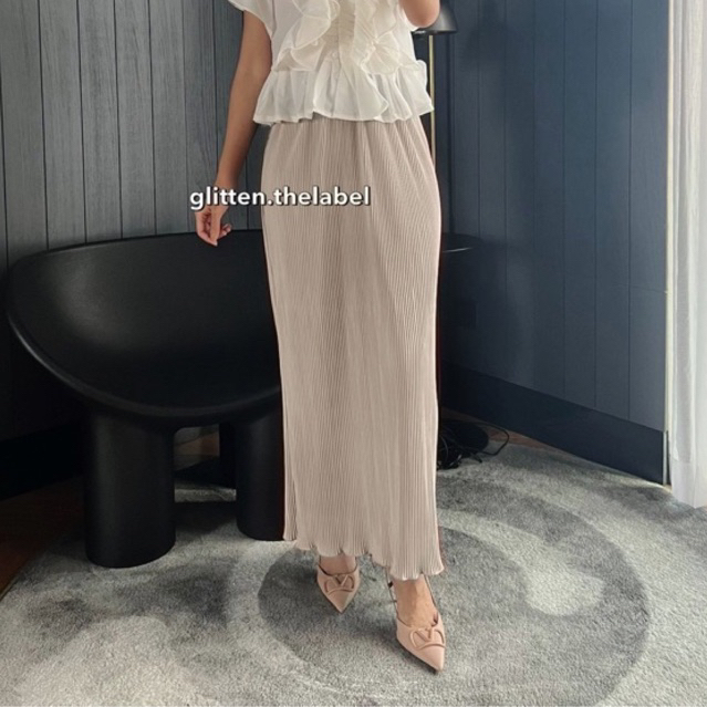 Wavy Plisket Long Span Skirt / Wavy Plisket Span Skirt / Plisket Lidi ...