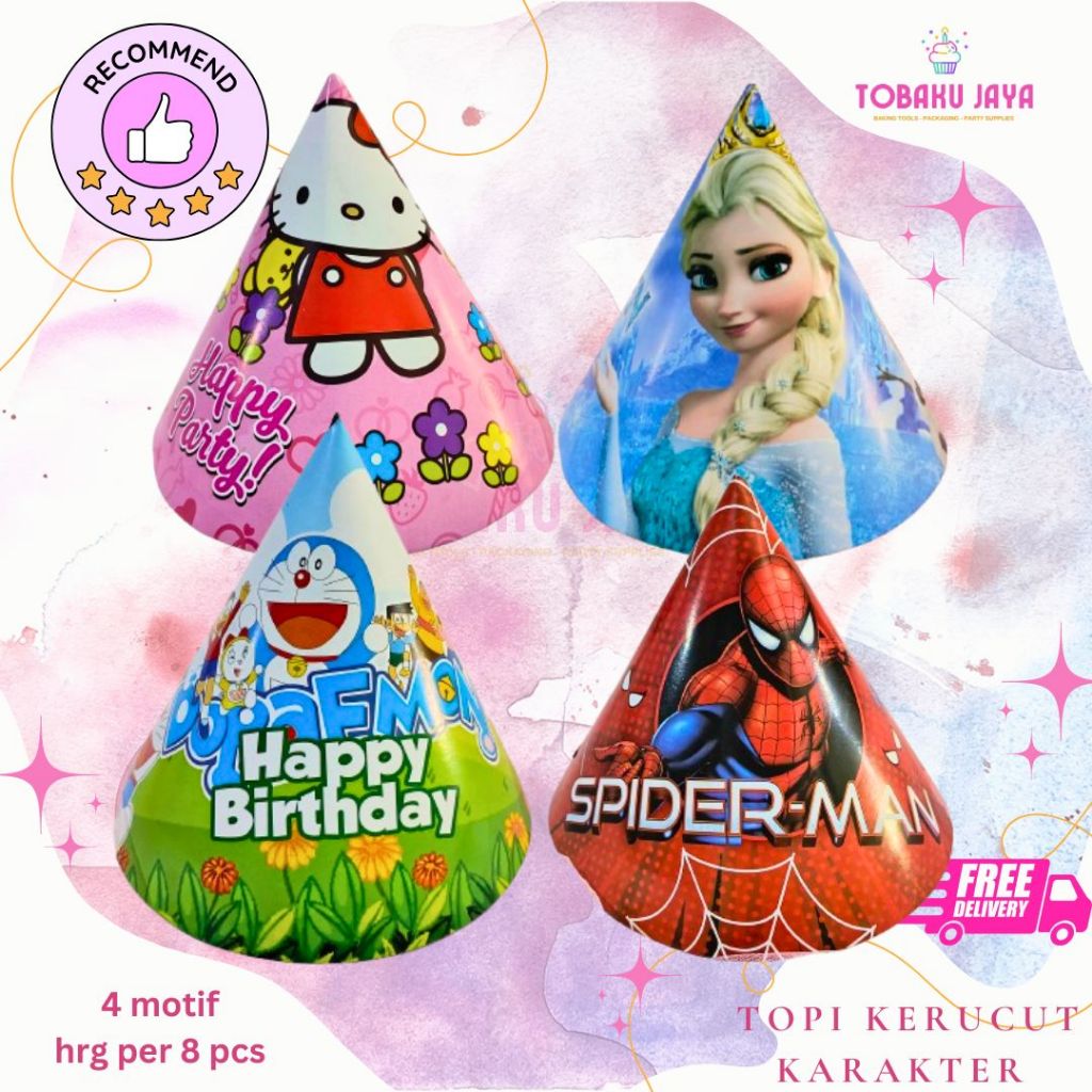 SPIDERMAN HELLO KITTY FROZEN DORAEMON BIRTHDAY CONE HAT/ CONE BIRTHDAY ...