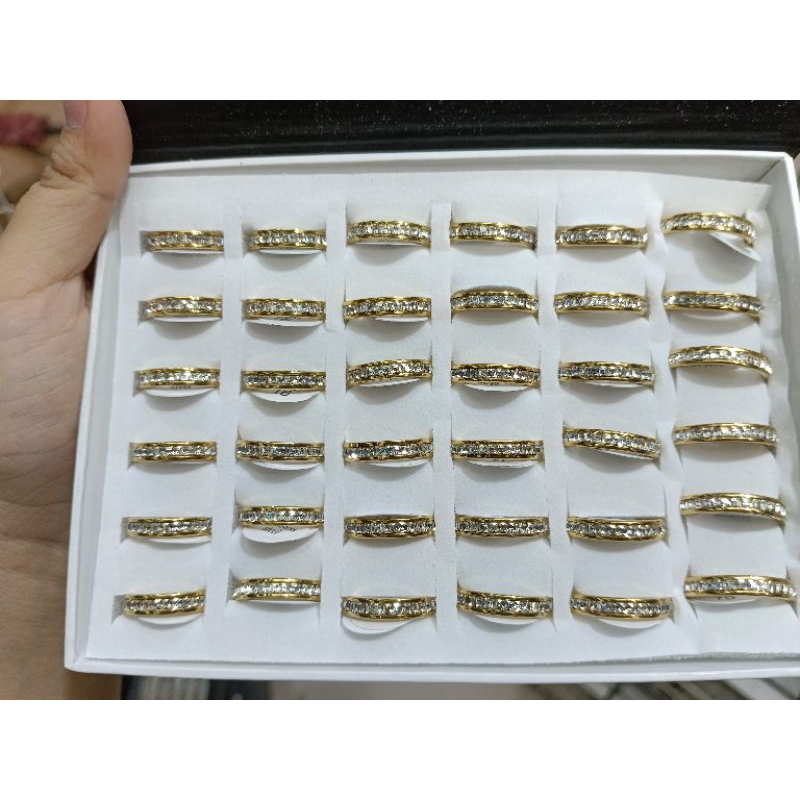 Zicron SILVER AND GOLD GEMS TITANIUM RINGS CONTENTS 36 PCS | Shopee ...