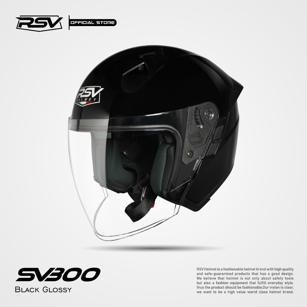 Helm RSV SV300 BLACK GLOSSY DOUBLE VISOR ORIGINAL [RSV HELMET] ADULT ...