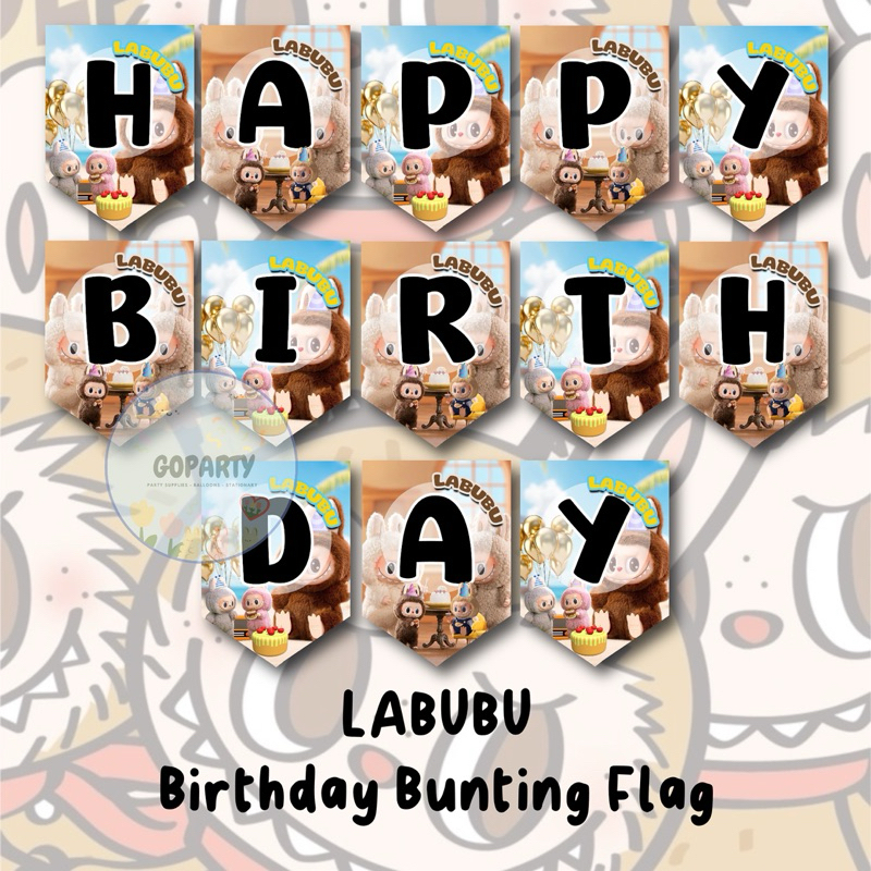 LABUBU BUNTING FLAG BANNER HAPPY BIRTHDAY BIRTHDAY DECORATION FLAG ...