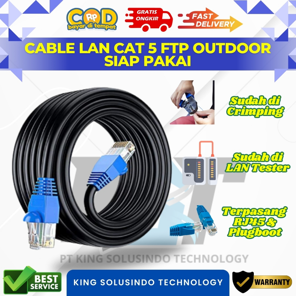 Cable Outdoor LAN Cable Cat5e 60 Meters Free RJ45 NYK And Plugboot ...