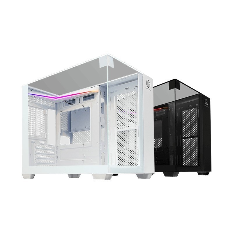 Licka M-atx Tempered Glass Gaming Cube PC Case with L-Shape ARGB Strip ...