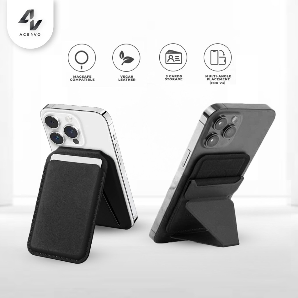 Stand-on Leather Card Holder with MagSafe iPhone Stand Wallet Phone ...