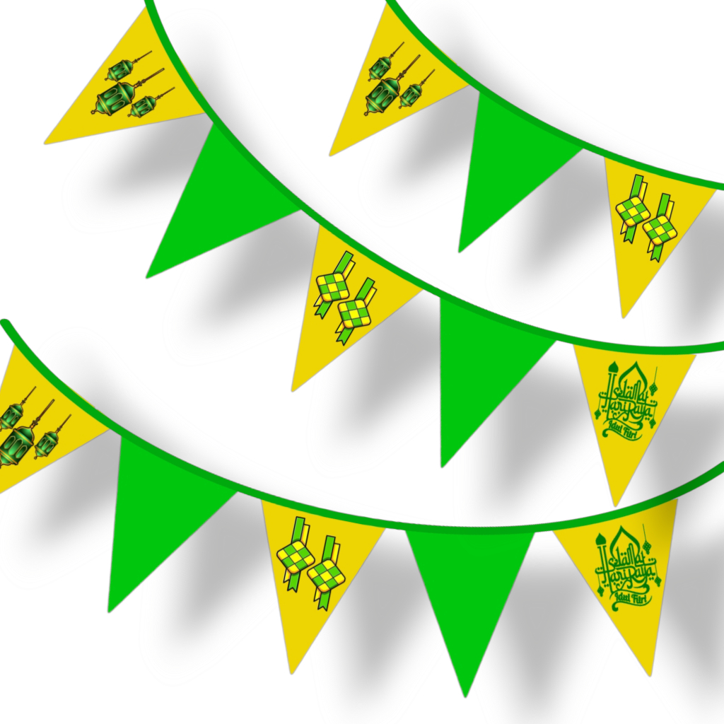 Hari Raya Idul Fitri Ramadhan Flag Triangular Shape Fabric Material ...