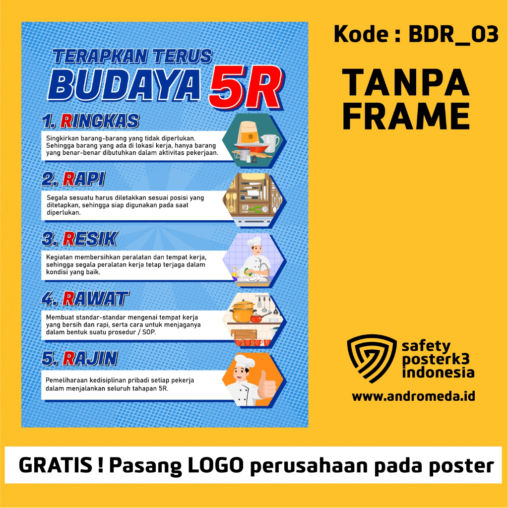 K3 Safety Poster: Apply Continuous Culture 5R Ringkah Receipt Care Neat ...