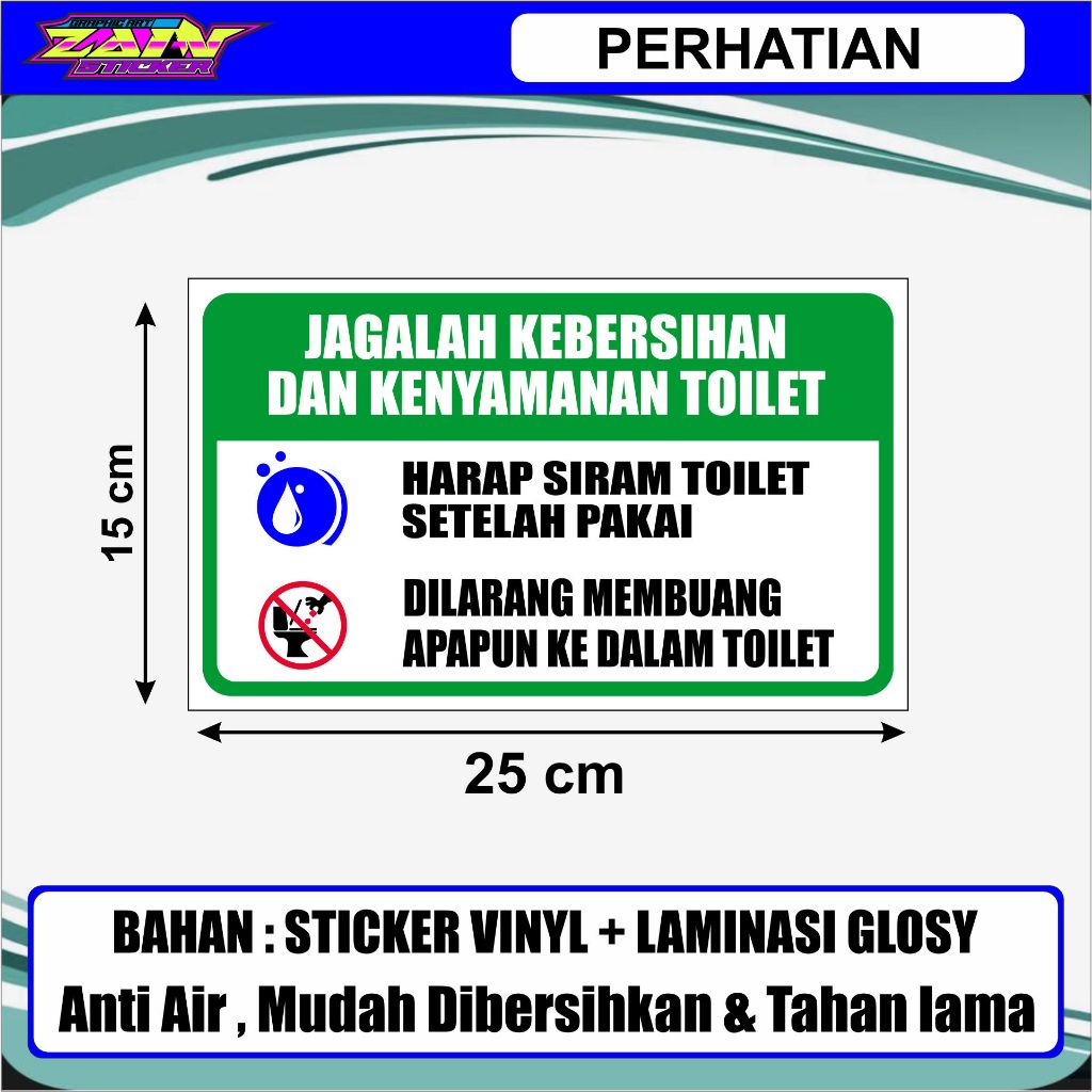 Sticker THE WARNING OF THE TOILET CLEAN & SECURITY | Vinyil MATERIAL ...