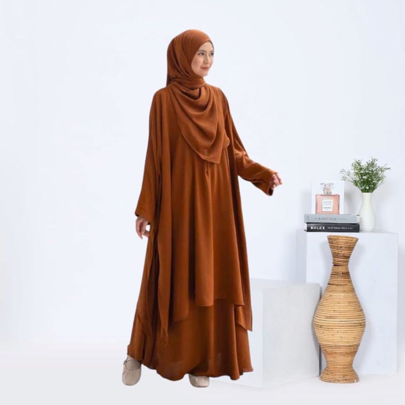 One Set of Malay Syari Pashmina Oval Tunic Skirt Women's Abaya Suit ...