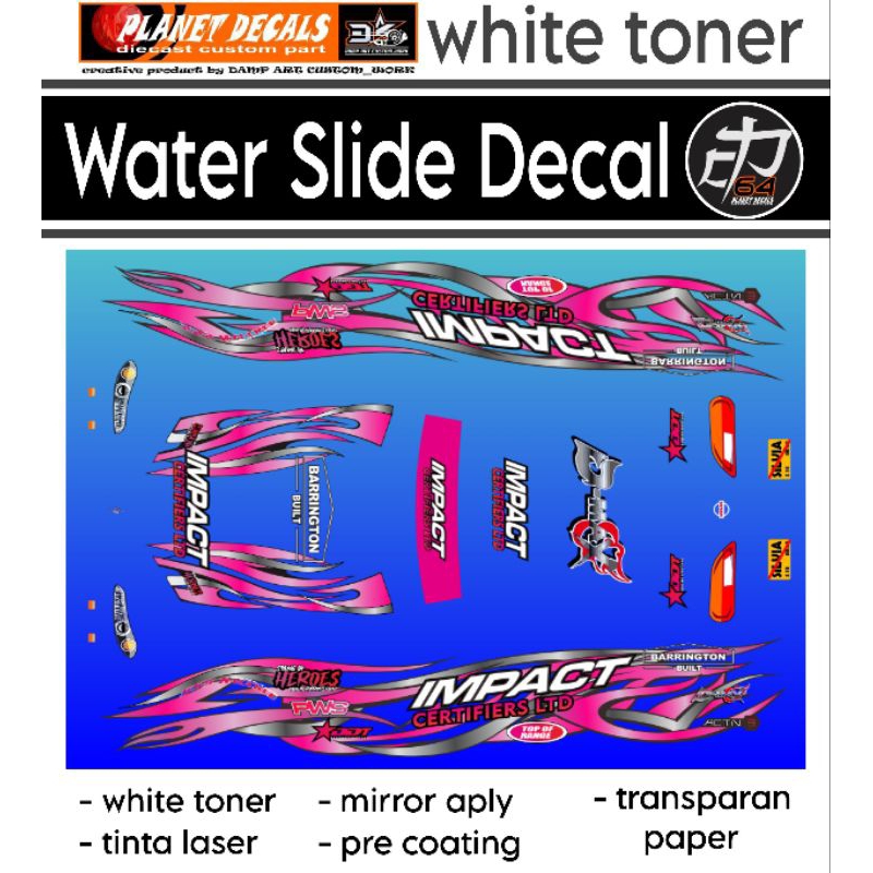 Decal hot wheels Nissan Silvia S15 livery drift IMPACT (silver decal ...
