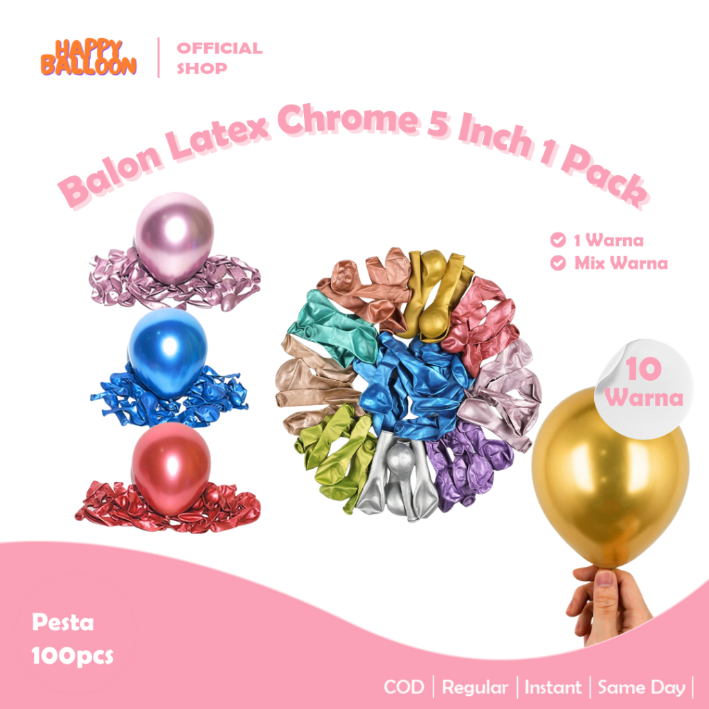 Happyballoon 5 inch Chrome Latex Balloons, 100pcs | Shopee Singapore