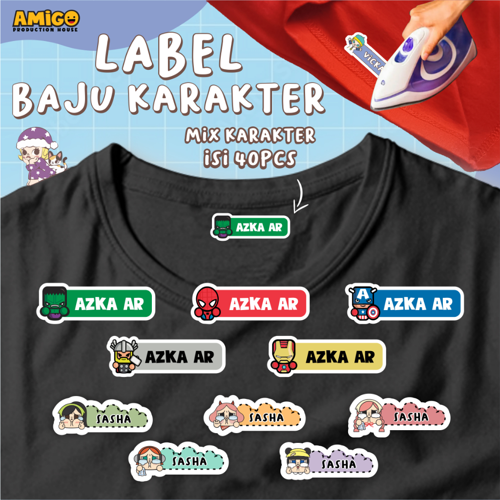 Clothes Labels Cute Character Clothes Stickers Clothes Stickers Ironing ...