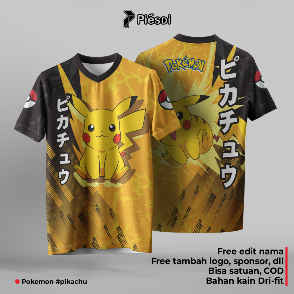 Pokémon Pikachu Jersey custom fantasy design, can edit name, logo, etc ...
