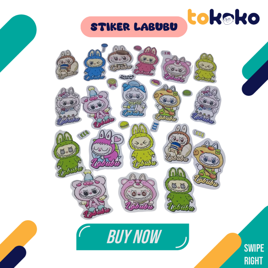 Sticker LABUBU MONSTER MACARON Secret Popmart Original 7cm Contents ...