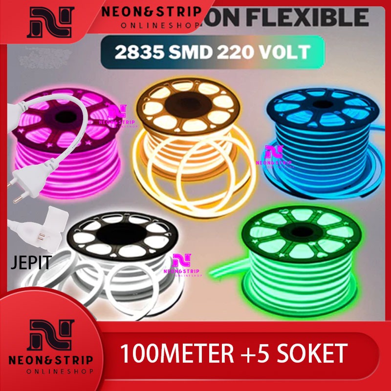 Flexible Neon Strip Lights 1 roll 100 Meters 220V Flexible Hose LED ...
