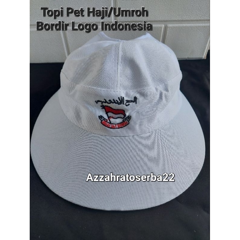 White Hajj/Umrah Cap with Indonesian Logo (Azzhratoserba22) | Shopee ...
