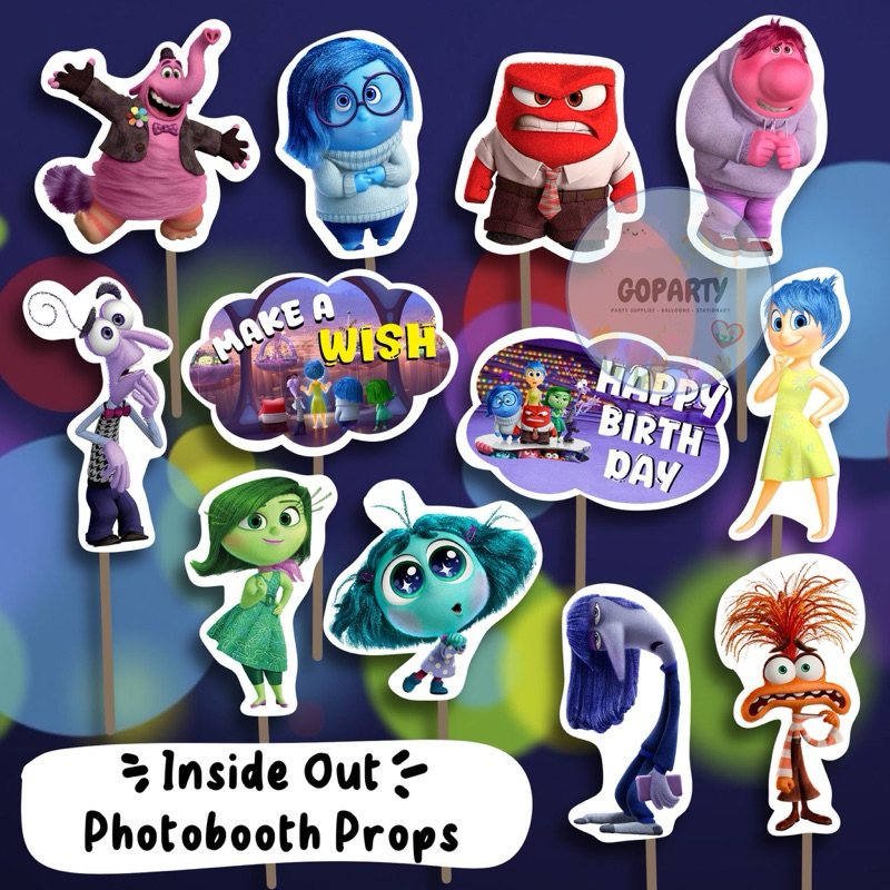 INSIDE OUT PHOTOBOOTH BIRTHDAY PROPS BIRTHDAY DECORATION PHOTO STICK ...