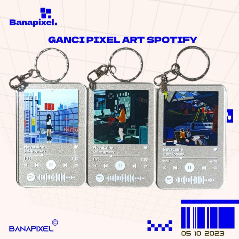 GANTUNGAN Spotify Pixel Art Acrylic Keychain - Novacaine Song | Exclusive Design by BANA PIXEL ...
