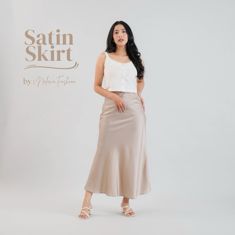 Nalava Satin SKIRT Premium Long Satin SKIRT Semi Mermaid Satin Silk ...