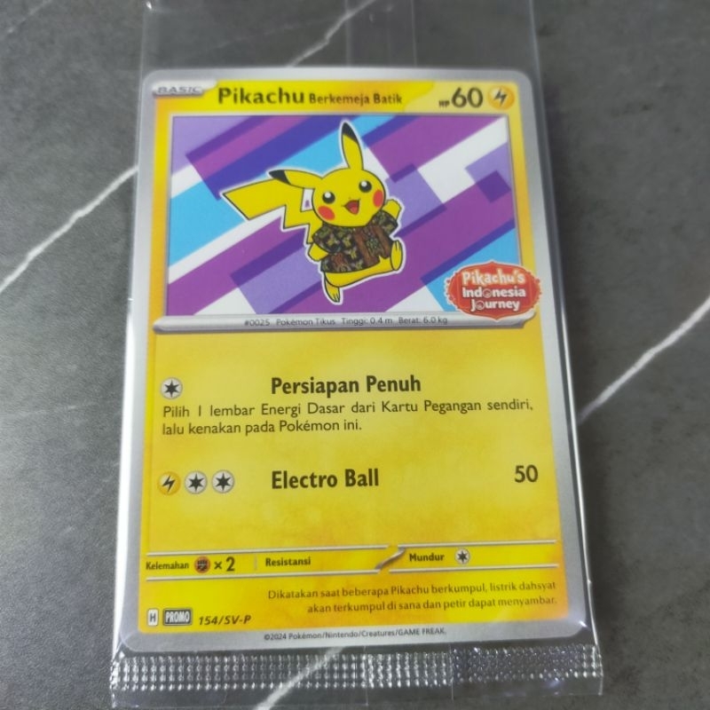 Pokemon Pikachu Batik Card Blue / Pink / Green / Purple Original TCG indonesia Original complete ...