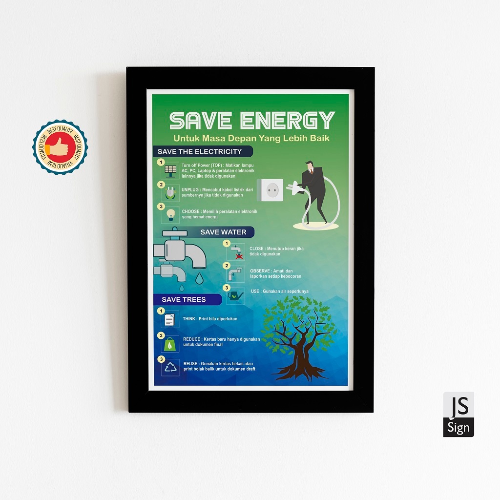 K3 Safety Poster - SAVE ENERGY + A3 Size Frame | Shopee Singapore